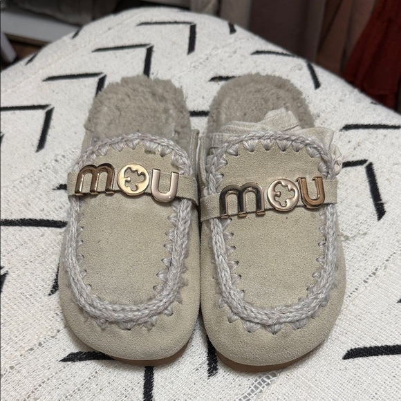 Mou | Shoes | Mou Cream Suede Baby Moccasins With Gold Detail | Poshmark